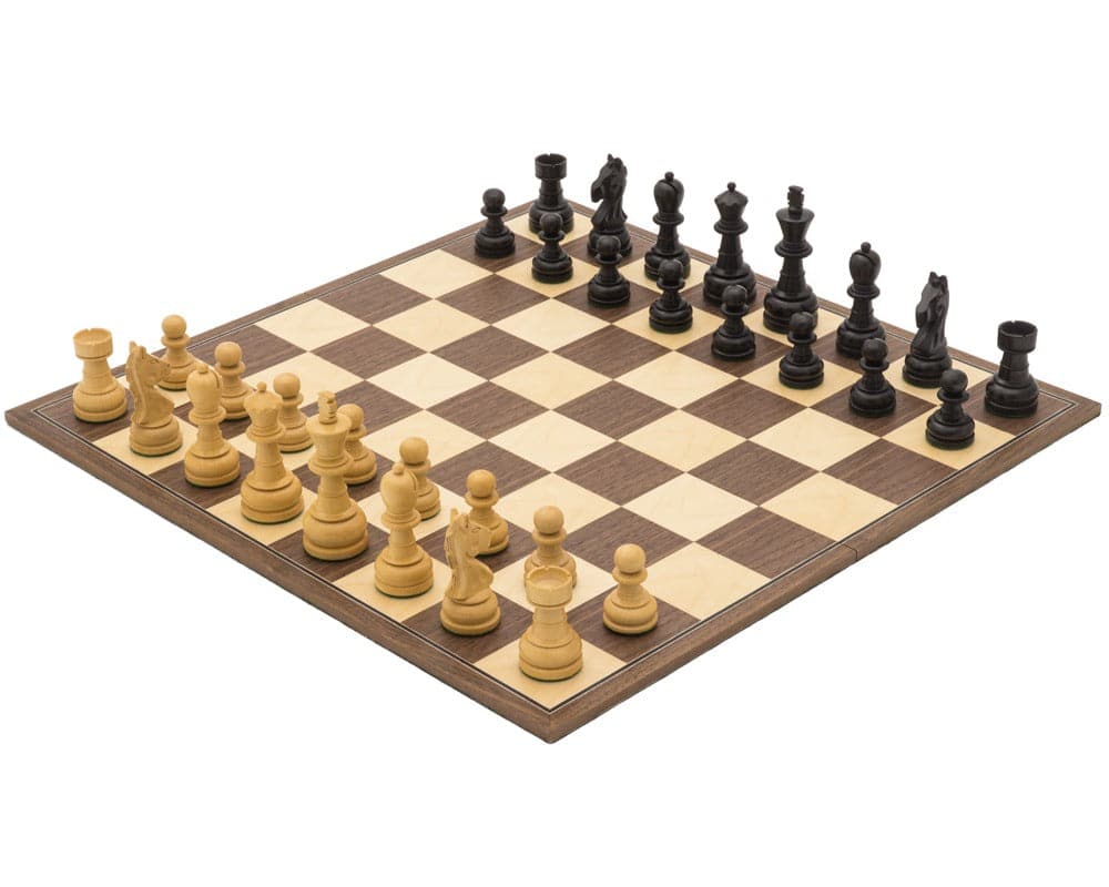 Ensemble d'Échecs de Luxe Pliable en Émeraude Noire et Noyer